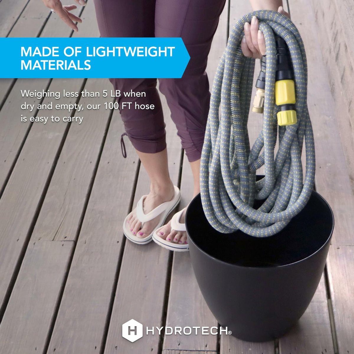 HydroTech 5/8" 100 ft Expandable Garden Hose with Patented Force Contr ...