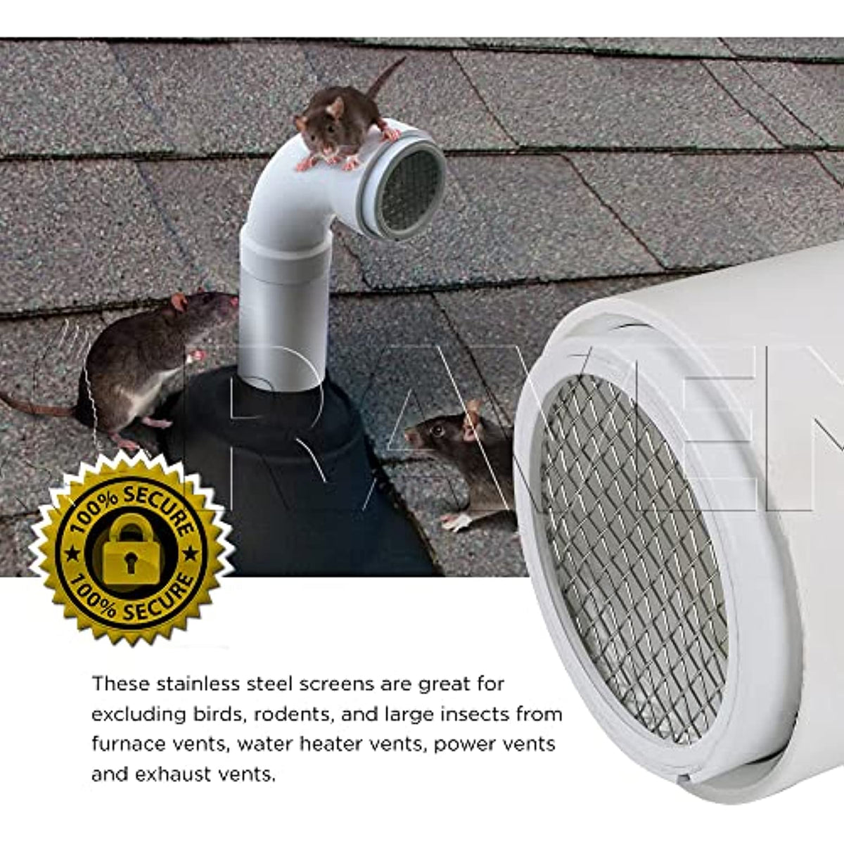 PVC Termination Cap Mesh Screen Vent Cover, Furnace & Roof Vent Cap, S ...