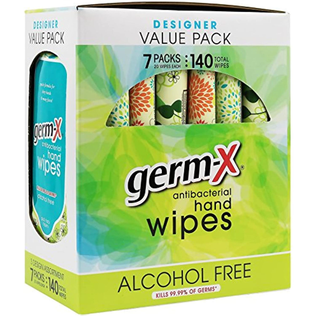 Germ-X Antibacterial Hand Wipes Designer Pack - 7 packs - 140 Total Wi ...