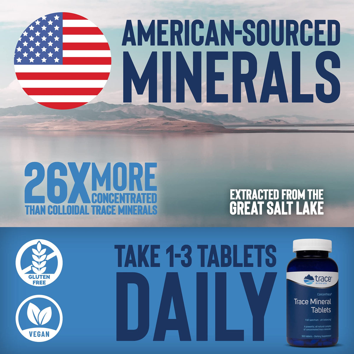 CONCENTRACE Trace Mineral Tablets 300 tab. PH Buffer, Magnesium, Ionic ...